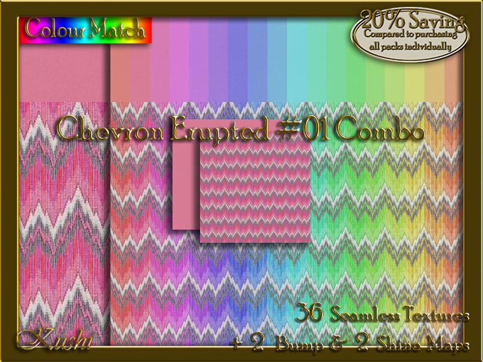 Second Life Marketplace - Chevron Erupted #01 COMBO Seamless Texture Bundle