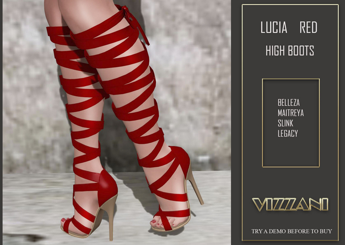 Second Life Marketplace - FANTASTIC BOOTS MESH MOD. LUCIA RED CREATED ...