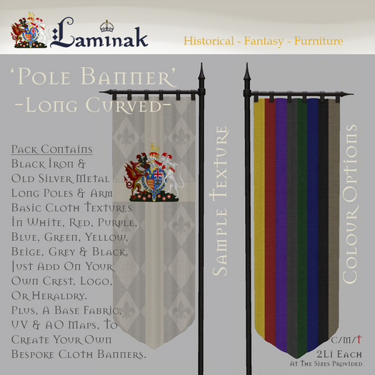 Second Life Marketplace - Laminak - Pole Banner - Long Curved Set
