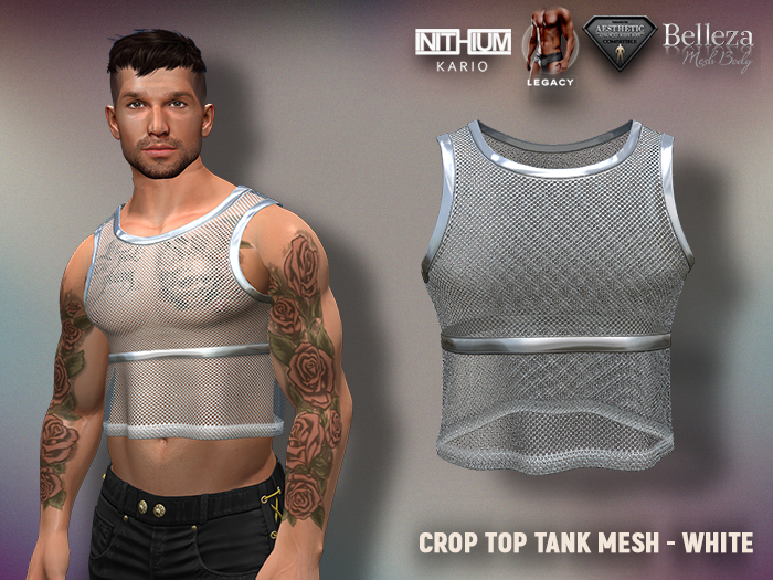 Second Life Marketplace - [SEVENELEVEN] Crop Top Tank Mesh - White
