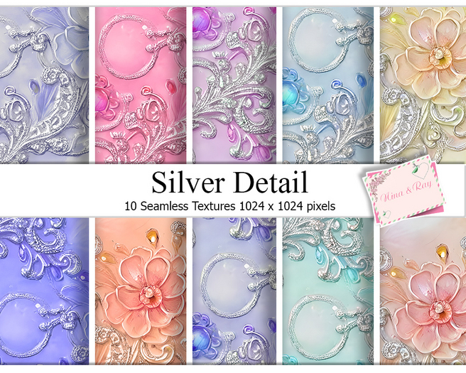 Second Life Marketplace - Silver Detail - 10 Textures Seamless - NINA ...