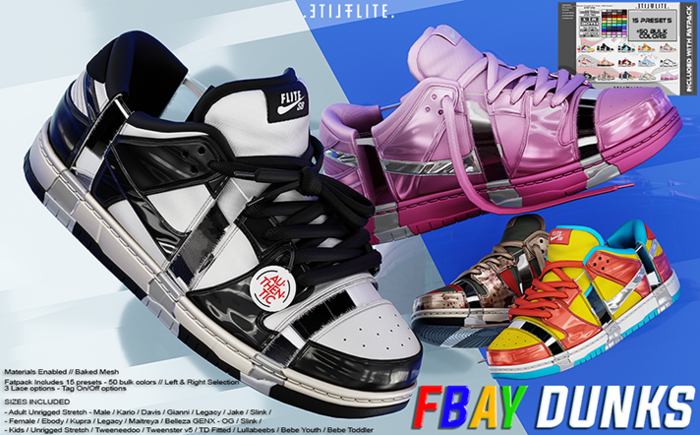 Second Life Marketplace - FLite.- Fbay Dunks // FATPACK Mens, Womens ...