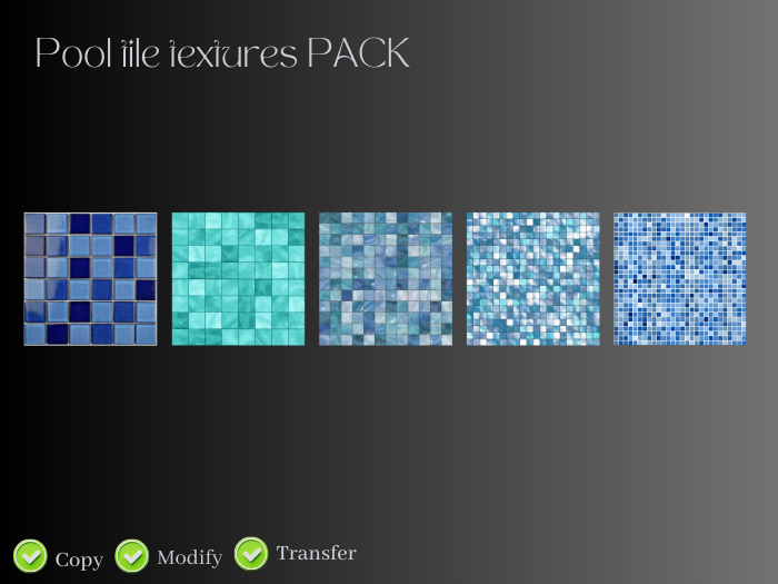 Second Life Marketplace - 5 Pool tile textures pack.
