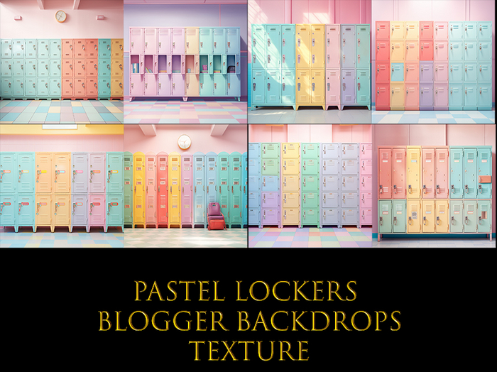 Second Life Marketplace - SATO - Pastel Lockers Blogger Backdrop Textures