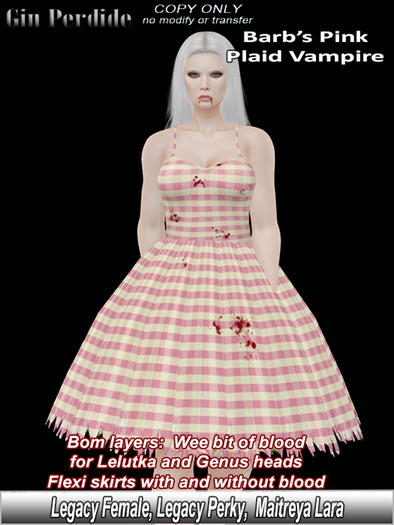 Second Life Marketplace - Barb's Pink Plaid Vampire Outfit