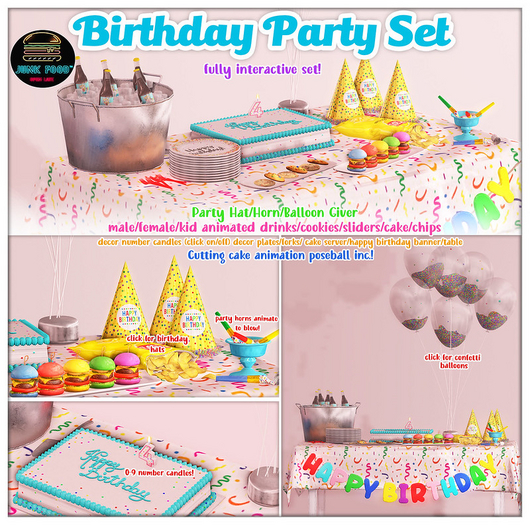 Second Life Marketplace - Junk Food - Birthday Party (Full Set)