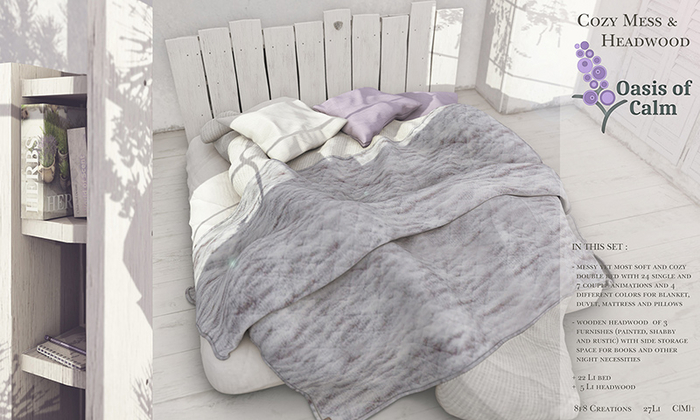 Second Life Marketplace - 8f8 - Oasis of Calm - Cozy Mess & Headwood