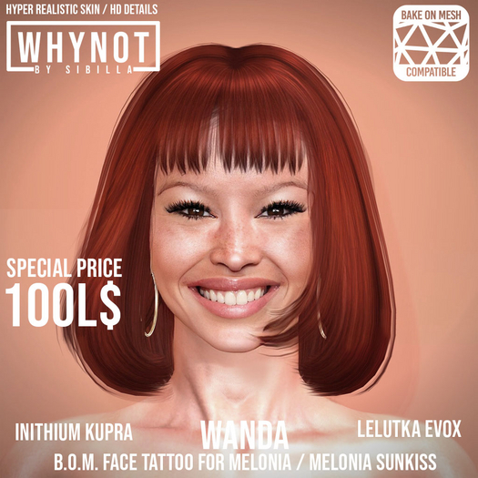 Second Life Marketplace - >Sibilla>WHYNOT SKIN _ WANDA FACE FOR MELONIA ...
