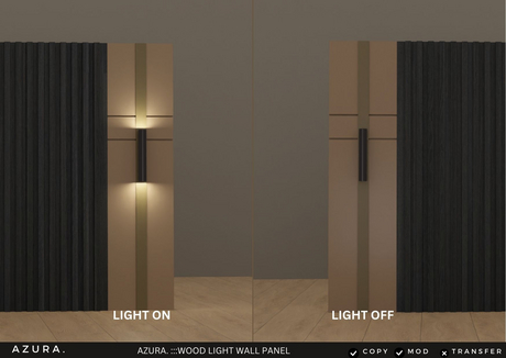 Second Life Marketplace - AZURA ::: WOOD LIGHT WALL PANEL -CHANGE TEXTURE