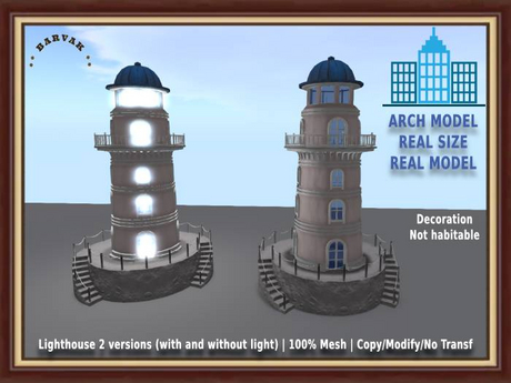 Second Life Marketplace - BARVAK - Lighthouse with and without light