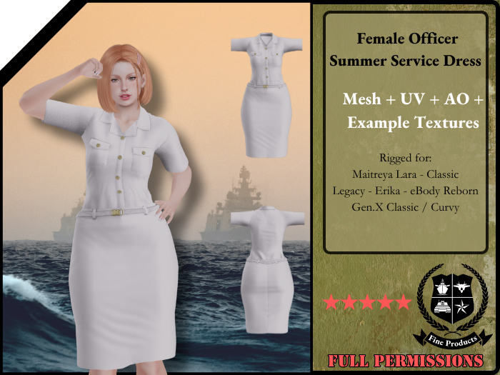 Second Life Marketplace - Female Officer Summer Service Uniform - FULL PERM