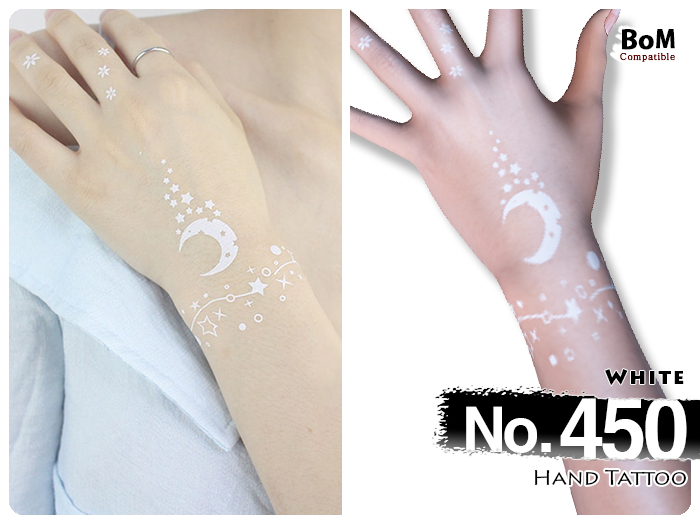 Second Life Marketplace - (Hand Tattoo) No.450 White Color - BoM