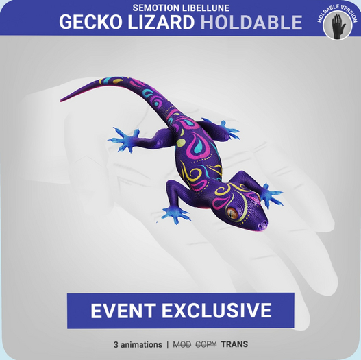Second Life Marketplace - SEmotion Libellune Gecko Lizard Holdable ...