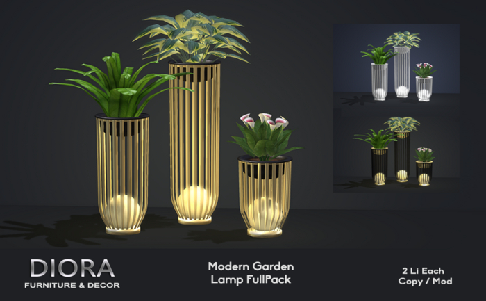 Second Life Marketplace - DIORA Modern Garden Lamp FullPack