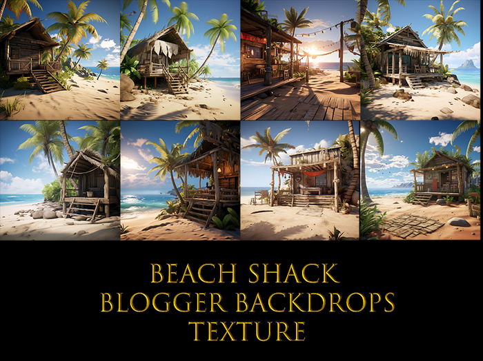 Second Life Marketplace - SATO - Beach Shack Blogger backdrop Textures