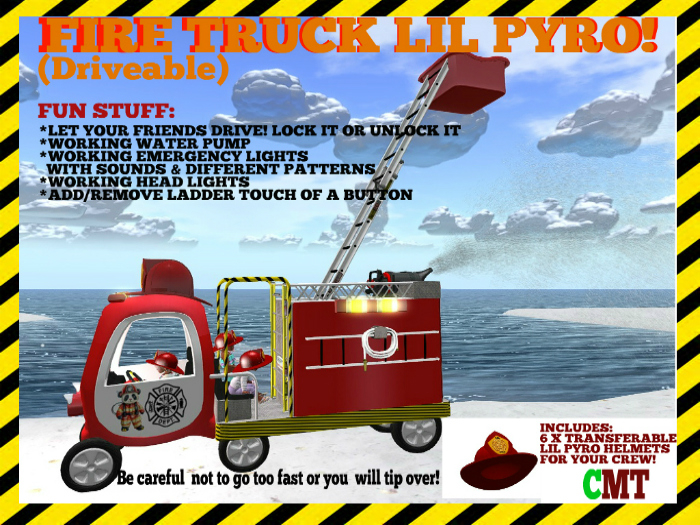 Second Life Marketplace - FIRE TRUCK LIL PYRO! (Driveable)