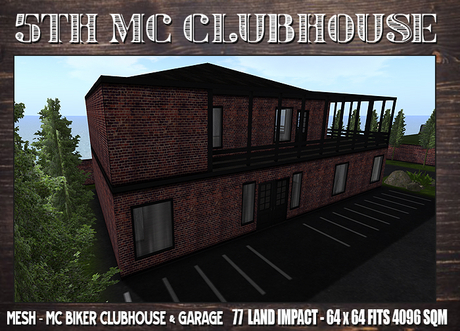 Second Life Marketplace - 5TH~ MC Clubhouse With 4 Bay Garage 64x64 ...