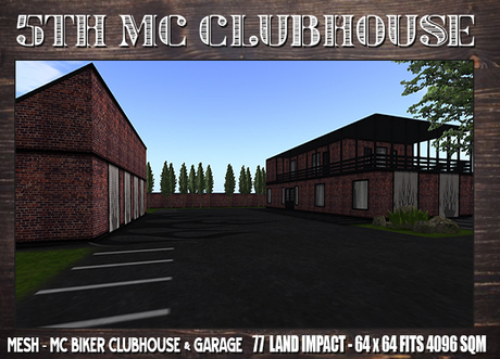 Second Life Marketplace - 5TH~ MC Clubhouse With 4 Bay Garage 64x64 ...