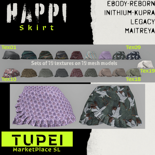 Second Life Marketplace - TuPei Happi Skirt - Set of 19 for Inithium-Kupra