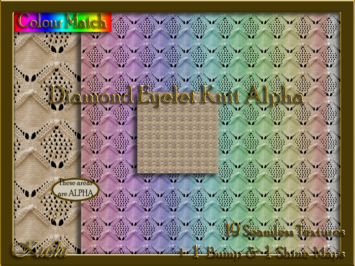 Second Life Marketplace - Diamond Eyelet Knit Alpha Seamless Texture Pack