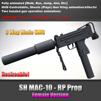 Second Life Marketplace - SH RP Prop Gun - MAC-10 (Female Version)