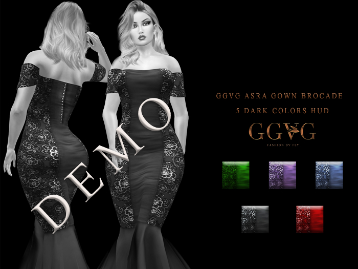 Second Life Marketplace - GGVG ASRA GOWN BROCADE DARK [DEMO]