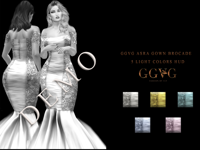 Second Life Marketplace - GGVG ASRA GOWN BROCADE LIGHT [DEMO]