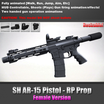 Second Life Marketplace - SH RP Prop Gun - AR-15 Pistol (Female Version)