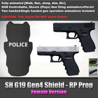 Second Life Marketplace - SH RP Prop Gun - G19 Shield (Female Version)
