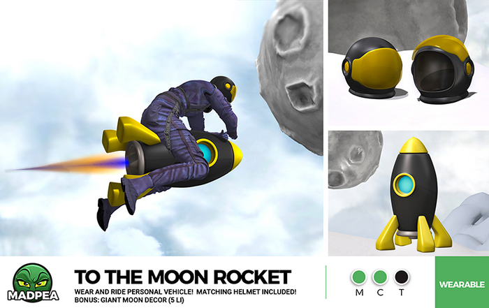 Second Life Marketplace - MadPea To the Moon Rocket - Black