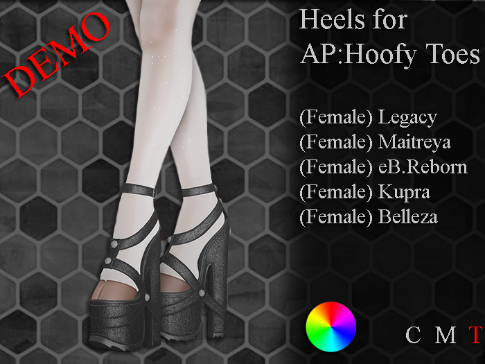 Second Life Marketplace - (Black & White) Heels for AP:Hoofy Toes DEMO
