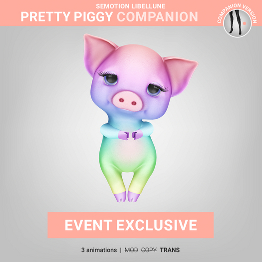 Second Life Marketplace - SEmotion Libellune Pretty Piggy Companion ...