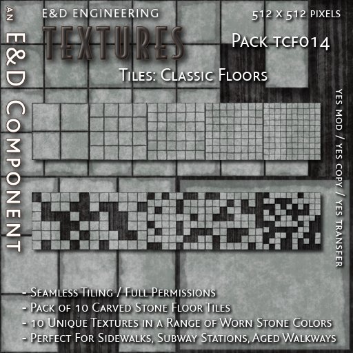 Second Life Marketplace - [TCF014] 10 Carved Stone Subway Floor Tile ...