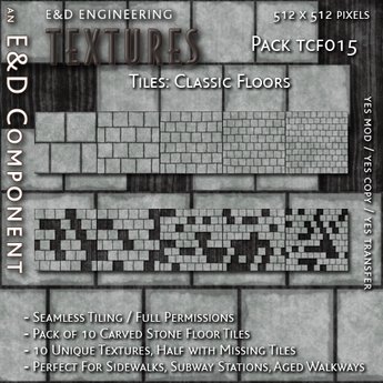 Second Life Marketplace - [TCF015] 10 Carved Stone Subway Floor Tile ...