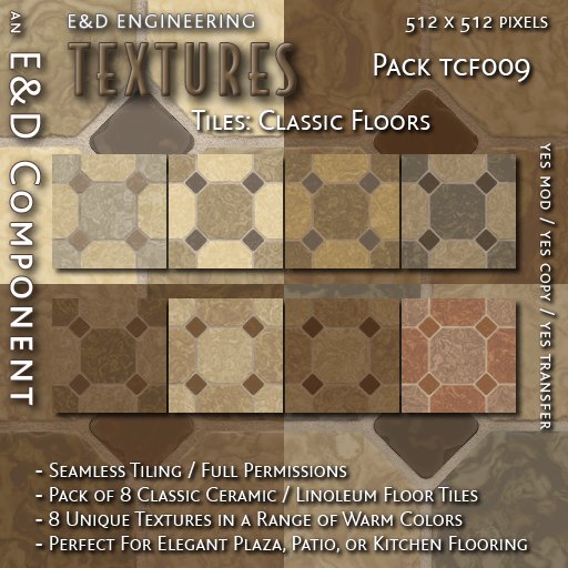 Second Life Marketplace - [TCF009] 8 Seamless Classic Floor Tile ...