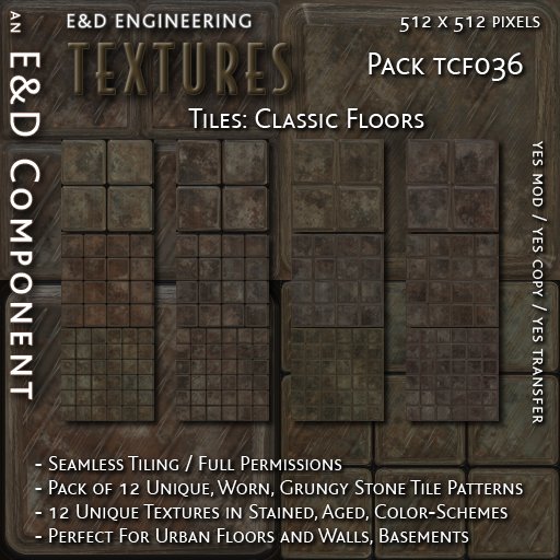 Second Life Marketplace - [TCF036] 12 Unique, Worn Grungy Stone Floor ...