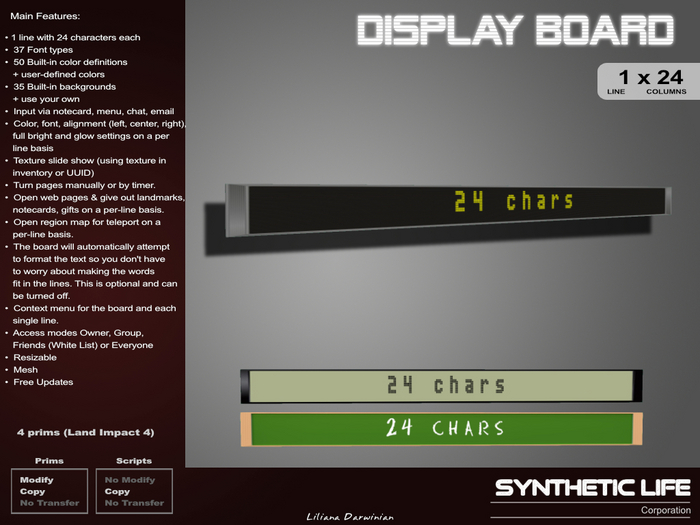 Second Life Marketplace - [LD] Display Board 01x24