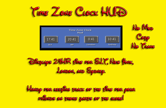 Second Life Marketplace - Fringe Science Time Zone Clock Hud