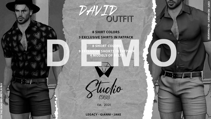 Second Life Marketplace - Studio 1988_David Outfit DEMO