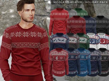 Second Life Marketplace - {COLD-ASH} NICHOLAS Sweater (Holiday Pack ...