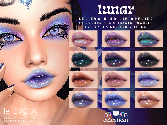 Second Life Marketplace - ☆Celesticat☆ - Lunar Lips [LeL Evo X HD Applier]
