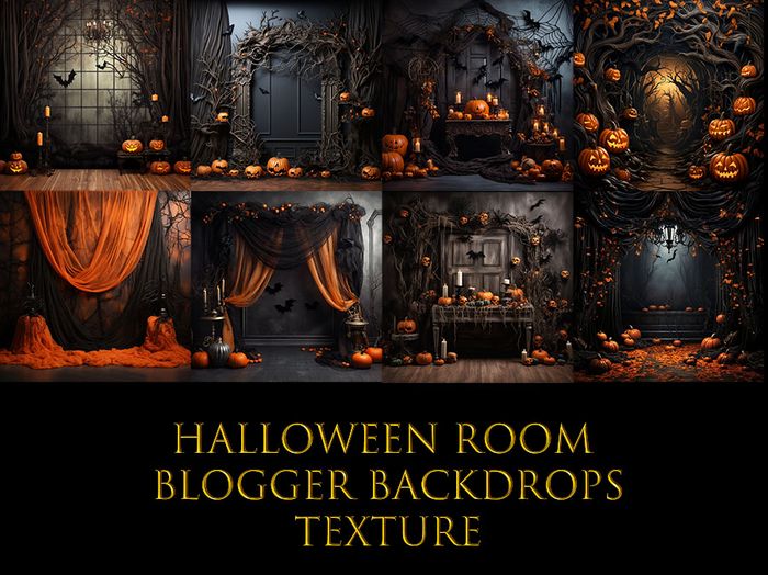 Second Life Marketplace - SATO - Halloween Room Blogger backdrops Textures