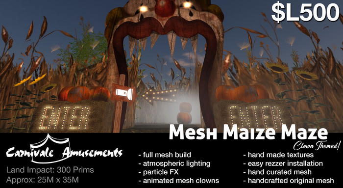 Second Life Marketplace - Haunted Mesh Maize Maze 2023 - Halloween