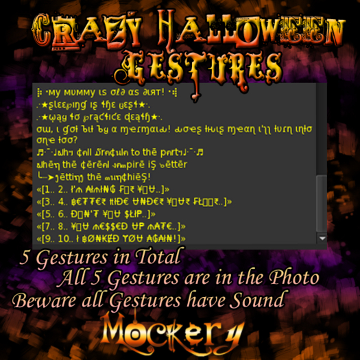 Second Life Marketplace - Mockery: Crazy Halloween Gesture Set