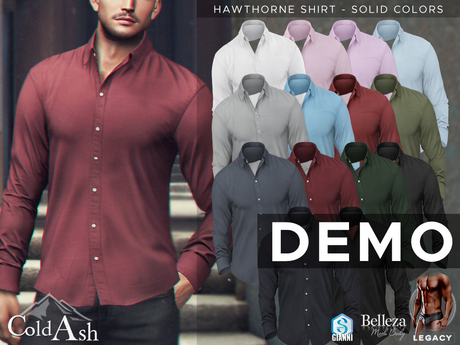 Second Life Marketplace - {COLD-ASH} DEMO HAWTHORNE Shirt (SolidColor Pack)
