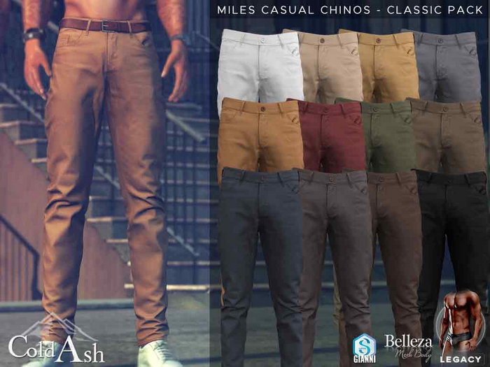Second Life Marketplace - {COLD-ASH} MILES Casual Chinos (Classic Pack)