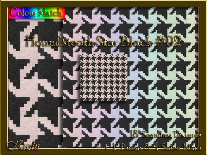 Second Life Marketplace - Houndstooth Star Black #02 Seamless Texture Pack