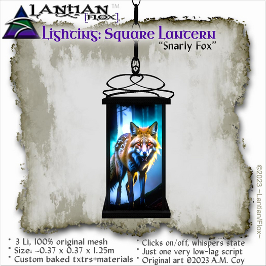 Second Life Marketplace - ~L/Fx~Square Lantern - "Snarly Fox" (spooky ...