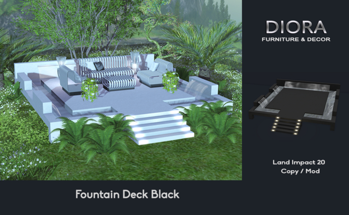 Second Life Marketplace - DIORA Fountain Deck Black