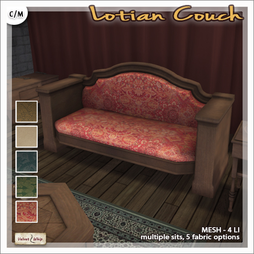 Second Life Marketplace - [V/W] Lotian Couch - Medieval Sofa for Two ...